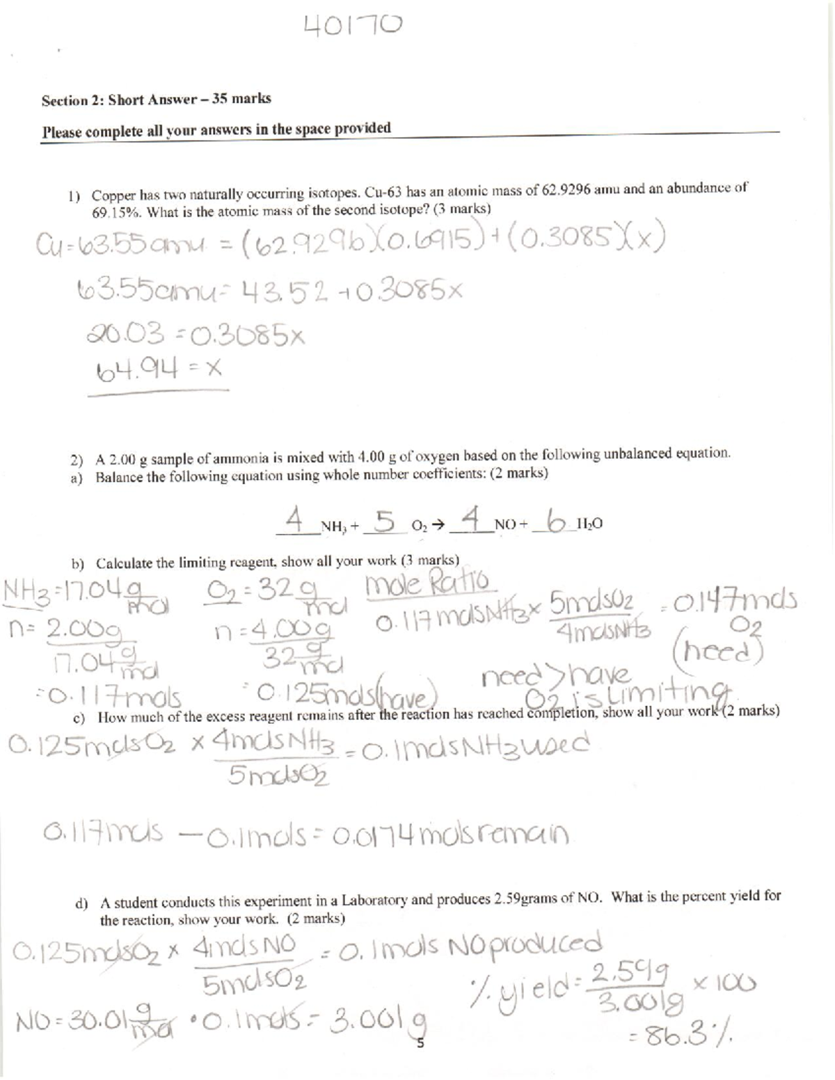 Exam 9 April 2016, questions and answers - CHEM1010U - Studocu