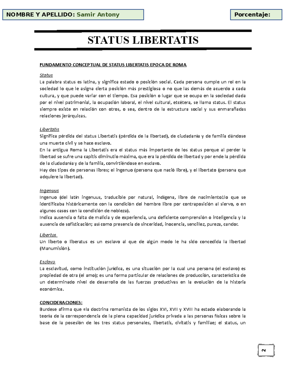 Status Libertatis - 2 STATUS LIBERTATIS FUNDAMENTO CONCEPTUAL DE STATUS ...