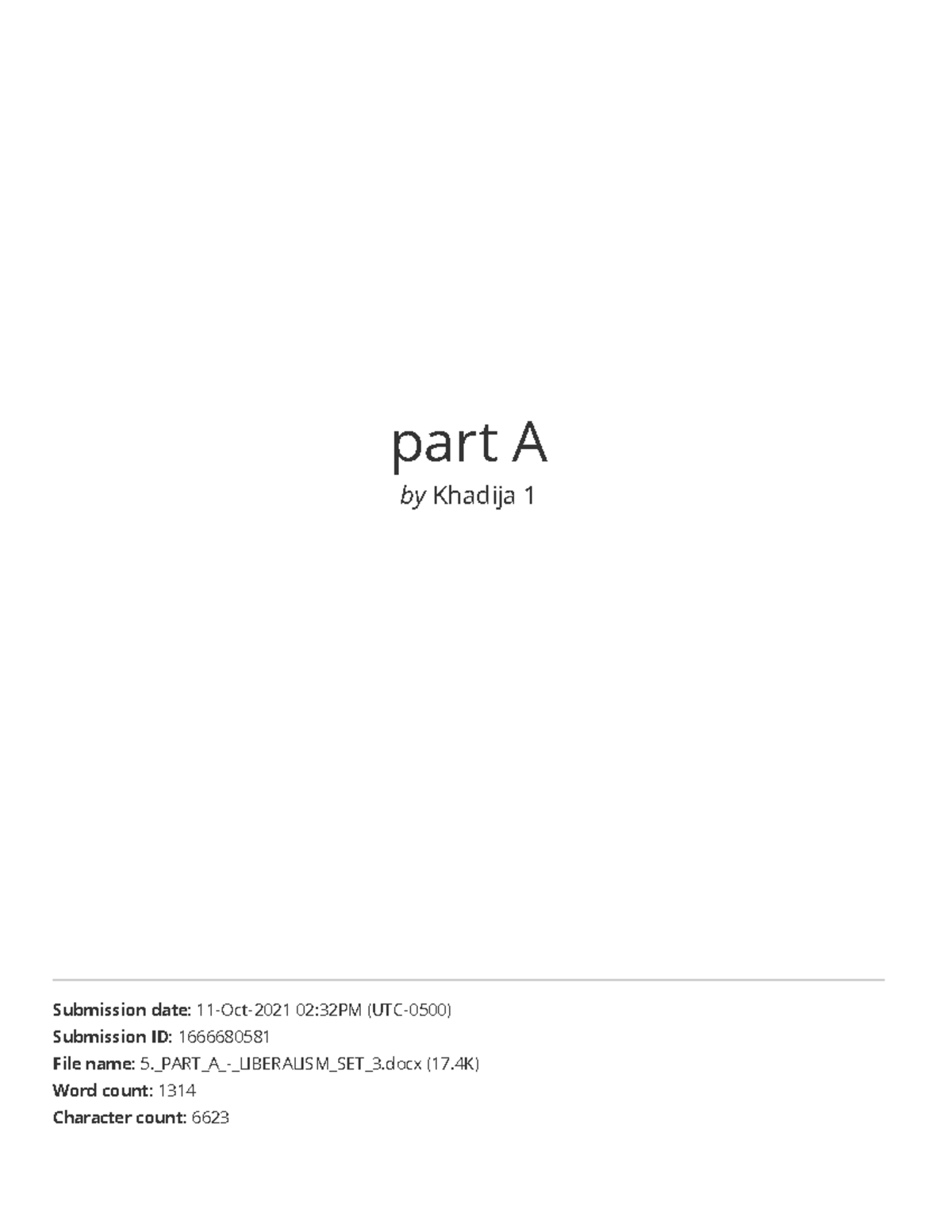Part A - raed - part A by Khadija 1 ####### Submission date: 11-Oct ...