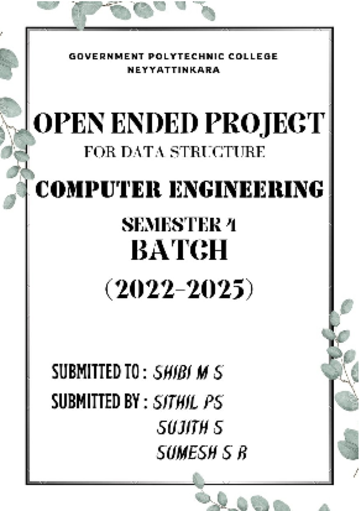 Open Ended Project - Study well - GOVERNMENT POLYTECHNIC COLLEGE ...