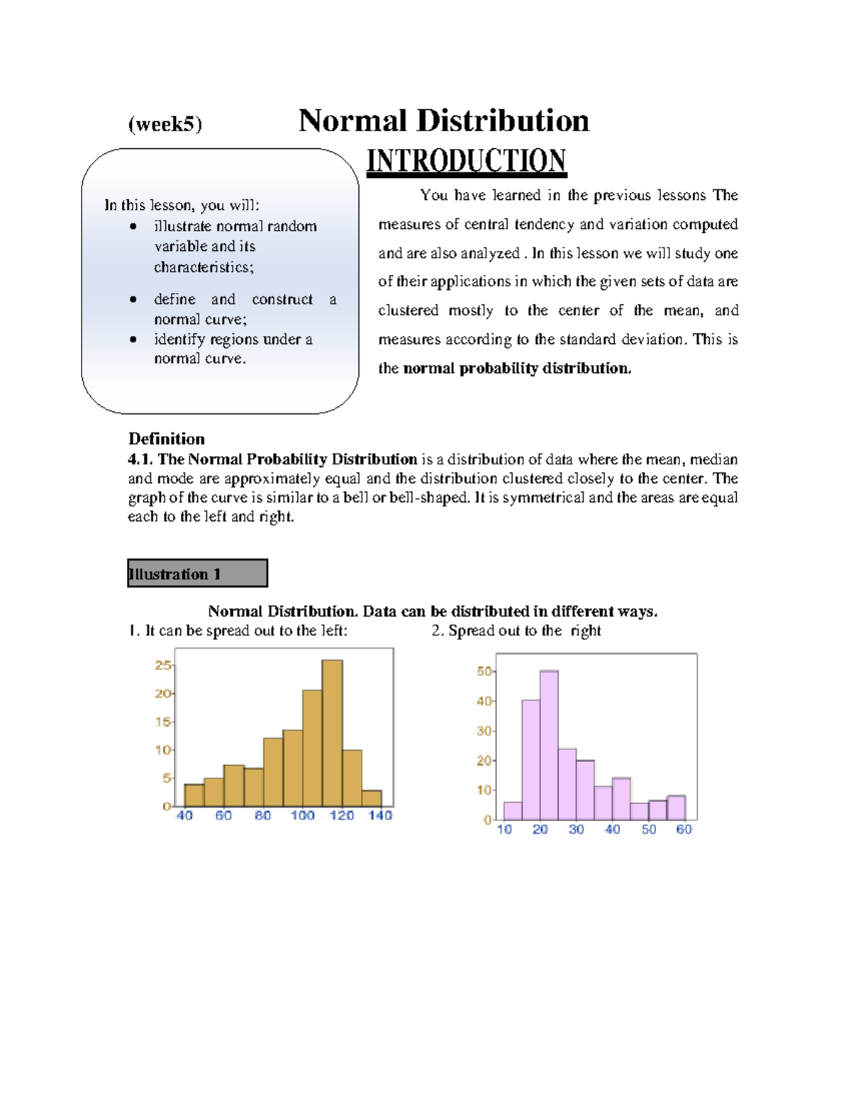 MOd. 4 Remedial exercises. statitics - (week5) Normal Distribution ...