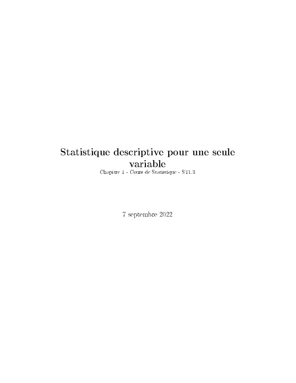 Chap1 Statistique descriptive pour une seule variable - t t st q s r ♣t ♣♦ r ♥ s - Studocu