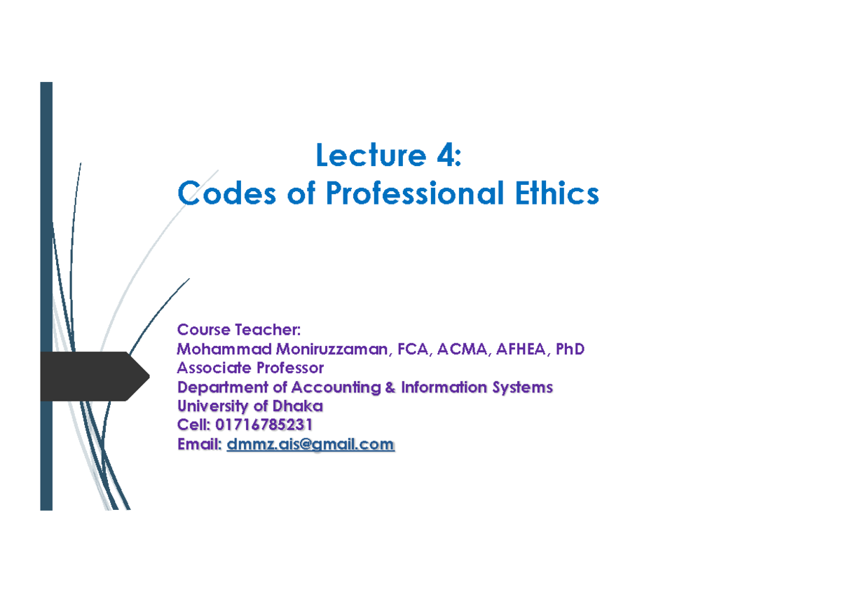 Lecture 4 Code of Professional Ethics Audit and Assurance - Lecture 4 ...