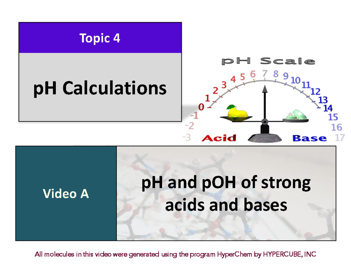 Unit 16 104 Topic 4 p H calcs A C - Topic 4 pH Calculations pH and pOH ...