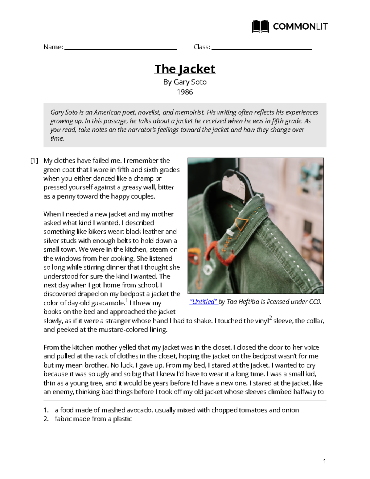 The Jacket-student copy - Name: Class: "Untitled" by Toa Heftiba is ...