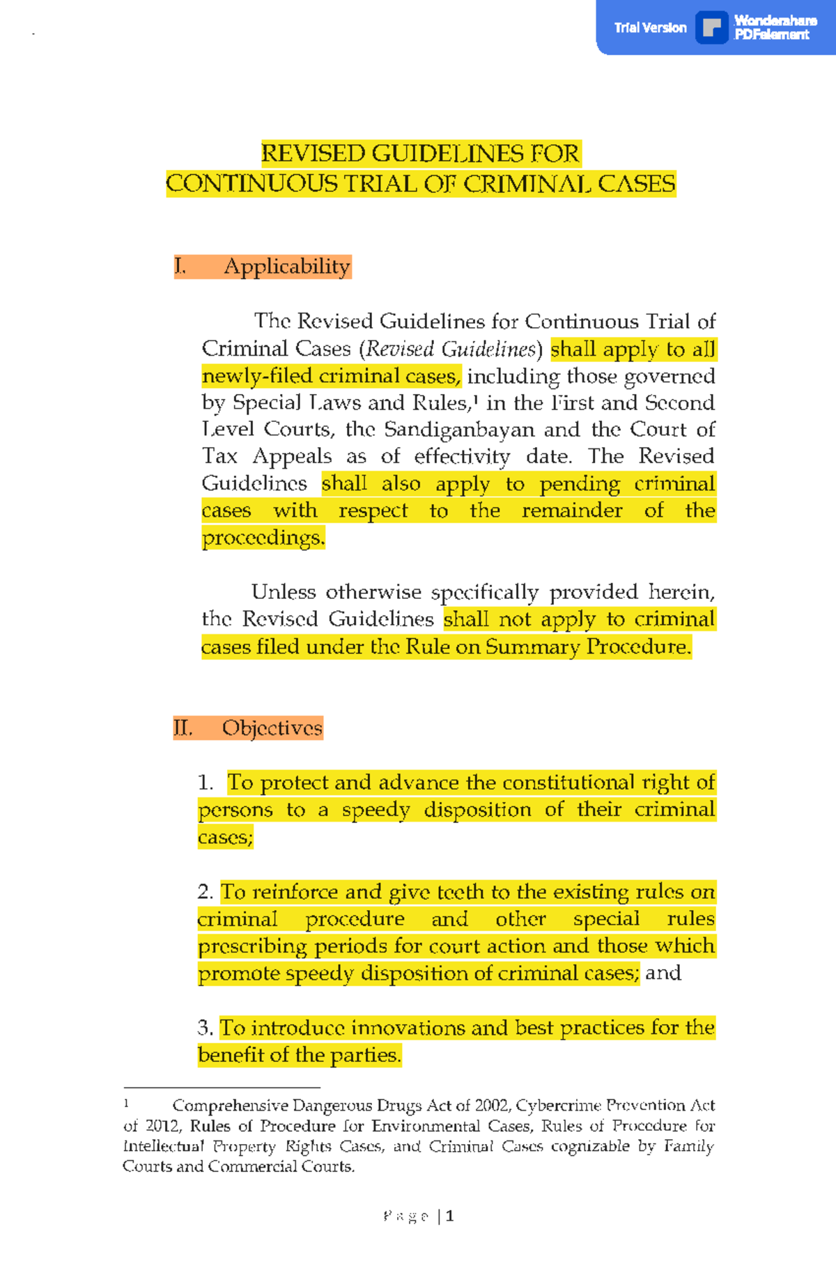 Continuous Trial - lecture notes - REVISED GUIDELINES FOR CONTINUOUS ...