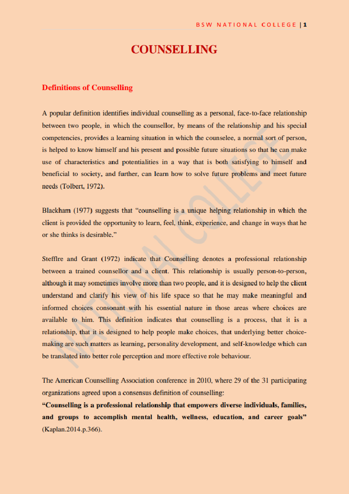 Counselling - Social psychology - Studocu