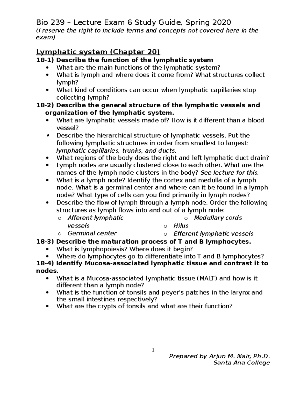 Lecture Exam 6 Study Guide - (I reserve the right to include terms and ...