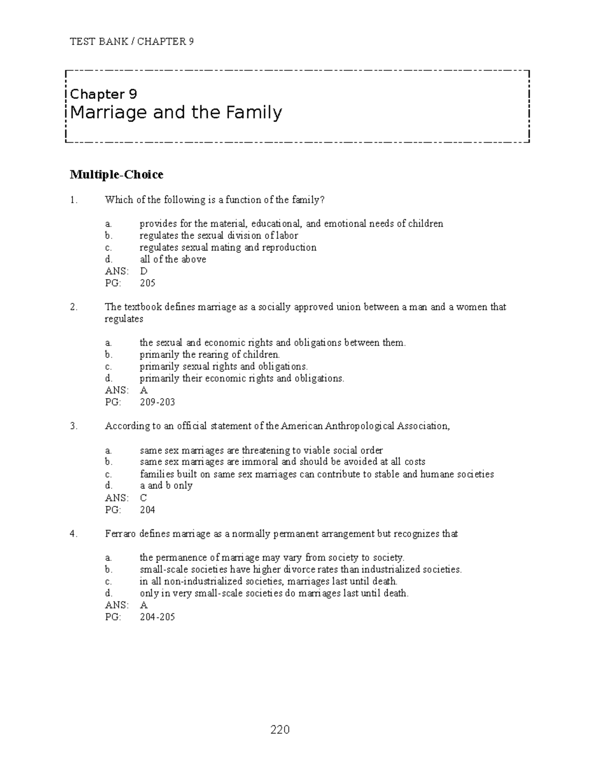 Sample/practice Exam 2014, Questions and Answers - Chapter 9 Quiz ...