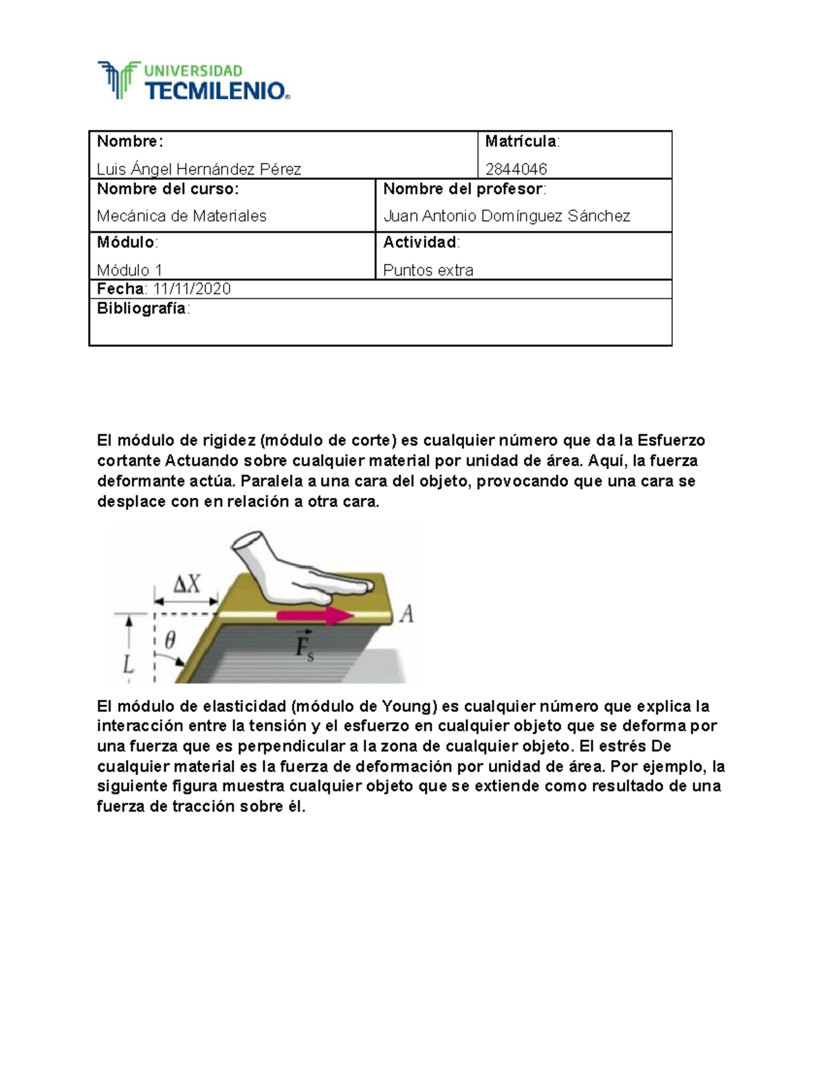 Puntos extras meca - El módulo de rigidez (módulo de corte) es ...