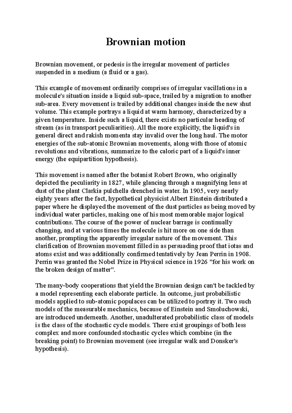 Brownian Motion Ifah Brownian Motion Brownian Movement Or Pedesis Is The Irregular Movement