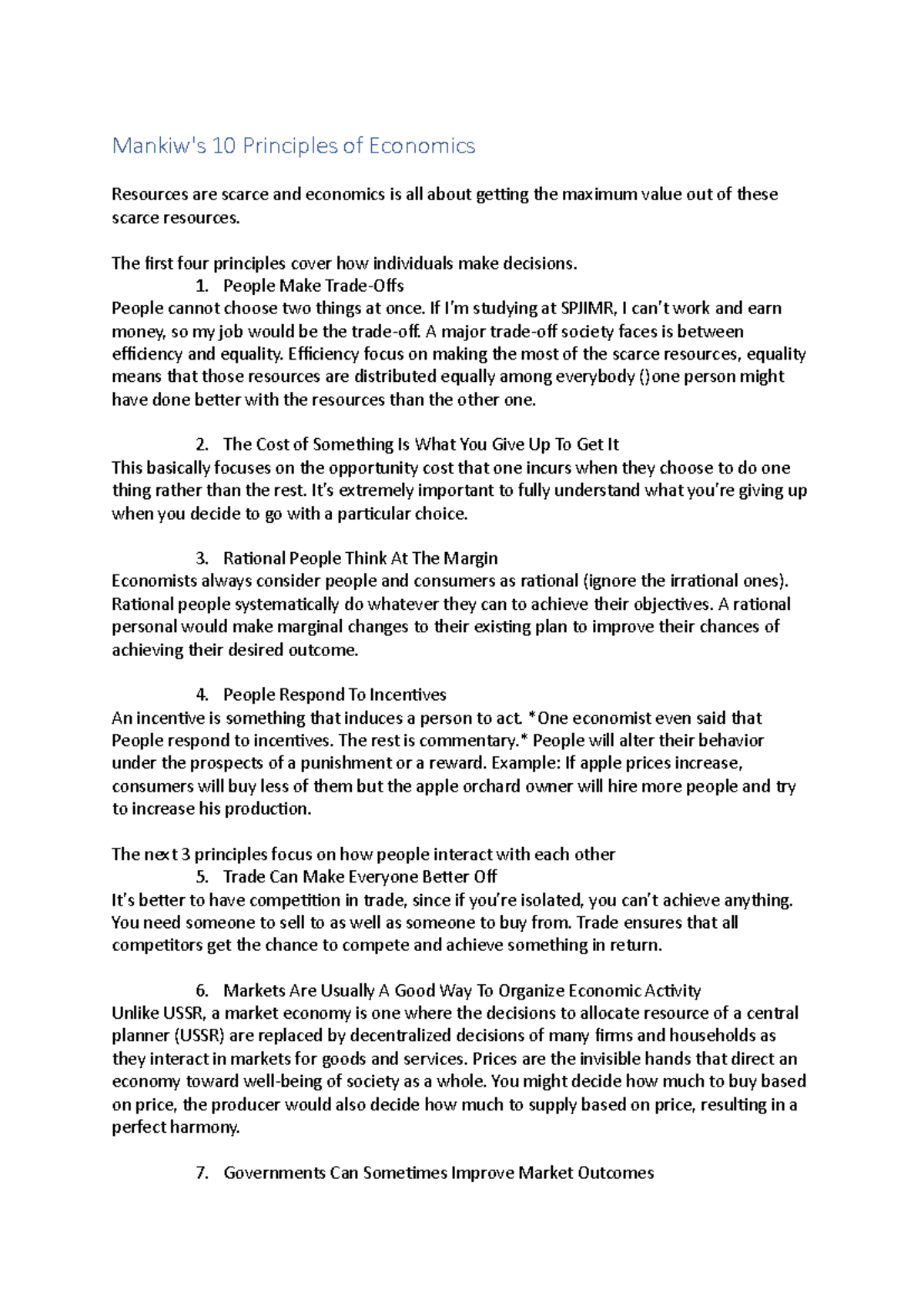 Mankiw's 10 Principles of Economics - Mankiw's 10 Principles of ...