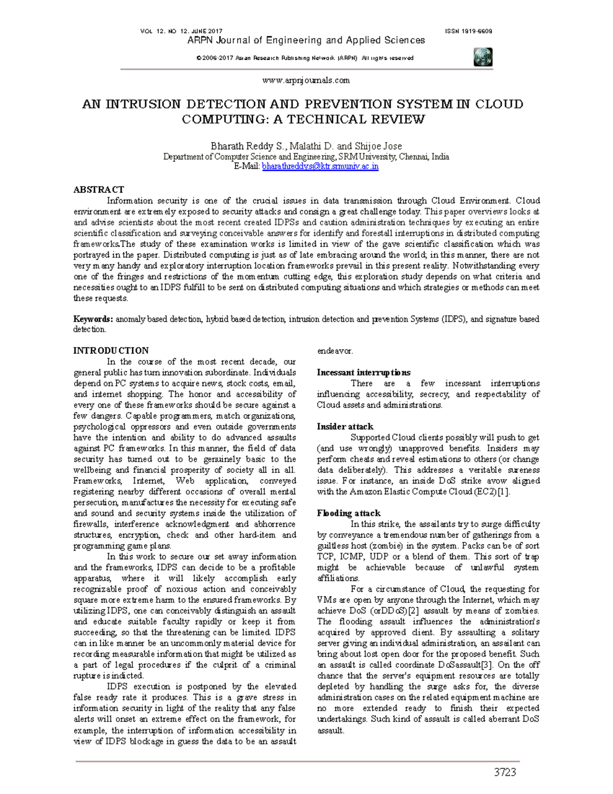 An Intrusion Detection and Prevention Sy - ARPN Jour nal of Engineering and Applied Sciences ...