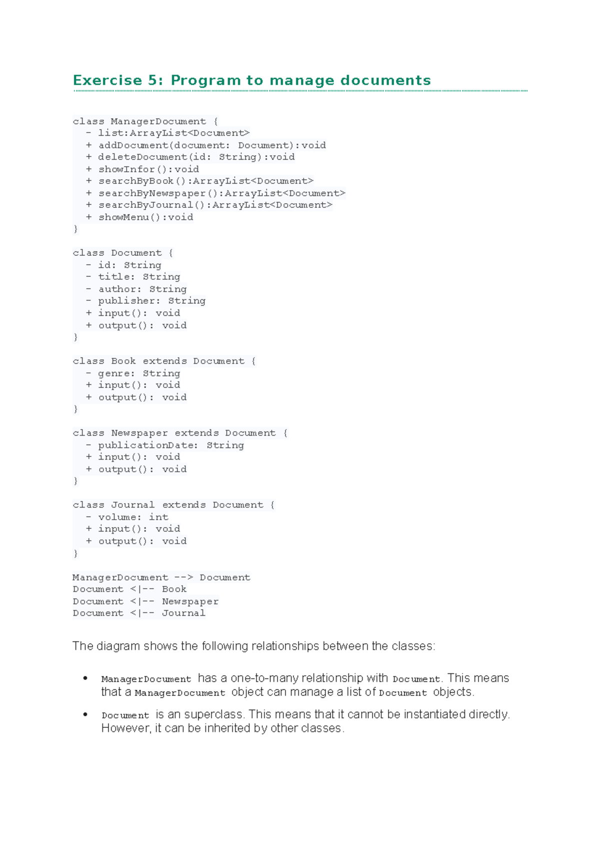 Exercise 5 - học đi - Exercise 5 : Program to manage documents class ...