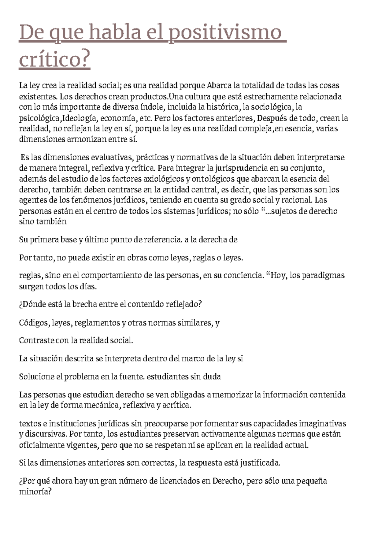 De que habla el positivismo crítico - De que habla el positivismo ...