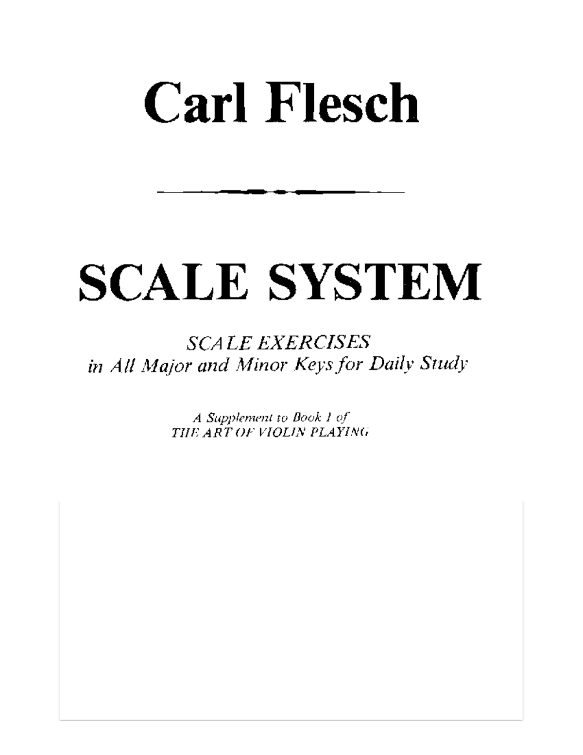 Flesch scale system for violin - Carl Flesch SCALE SYSTEM SCALE ...