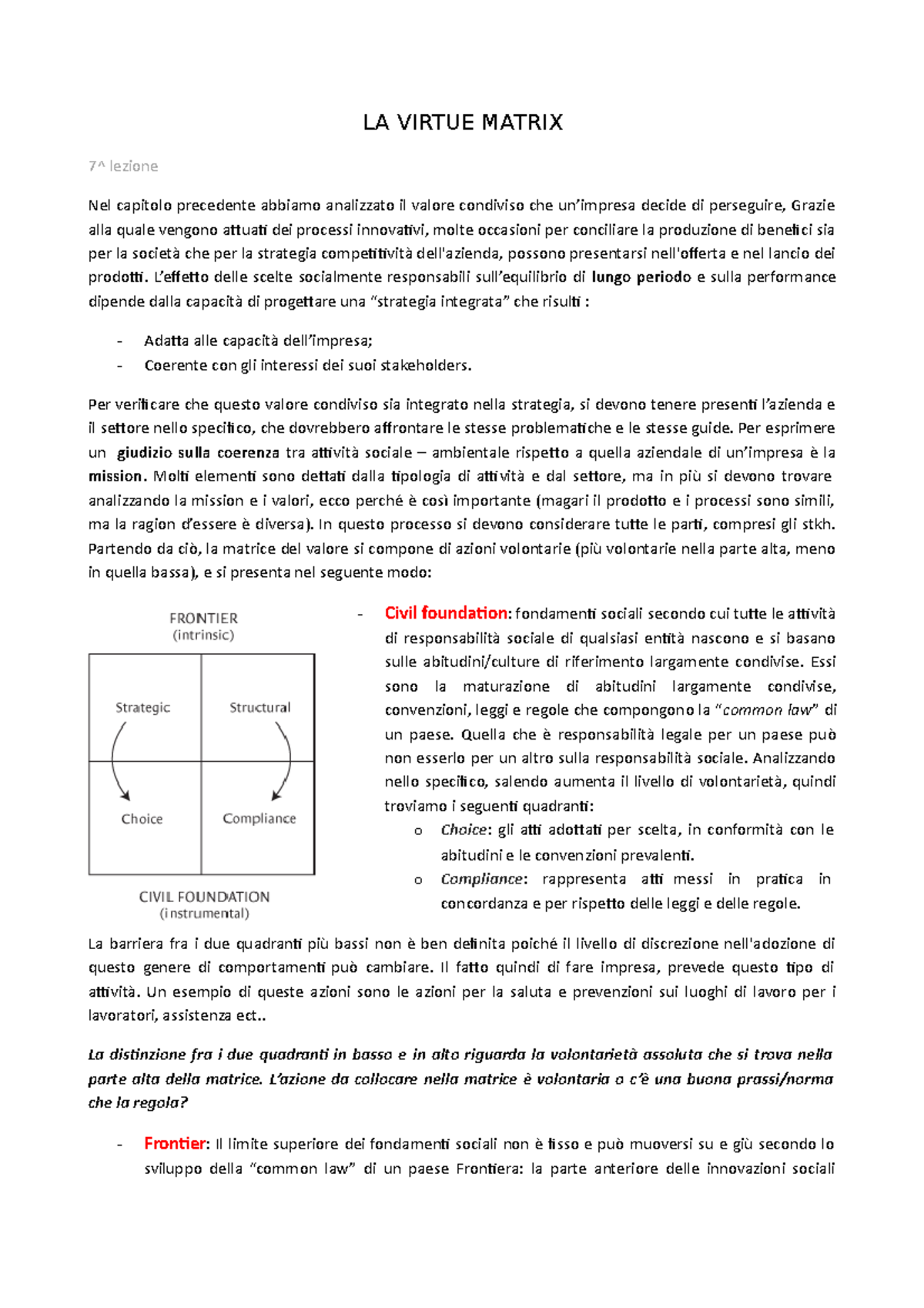 RSI - La Virtue Matrix - LA VIRTUE MATRIX 7^ lezione Nel capitolo ...