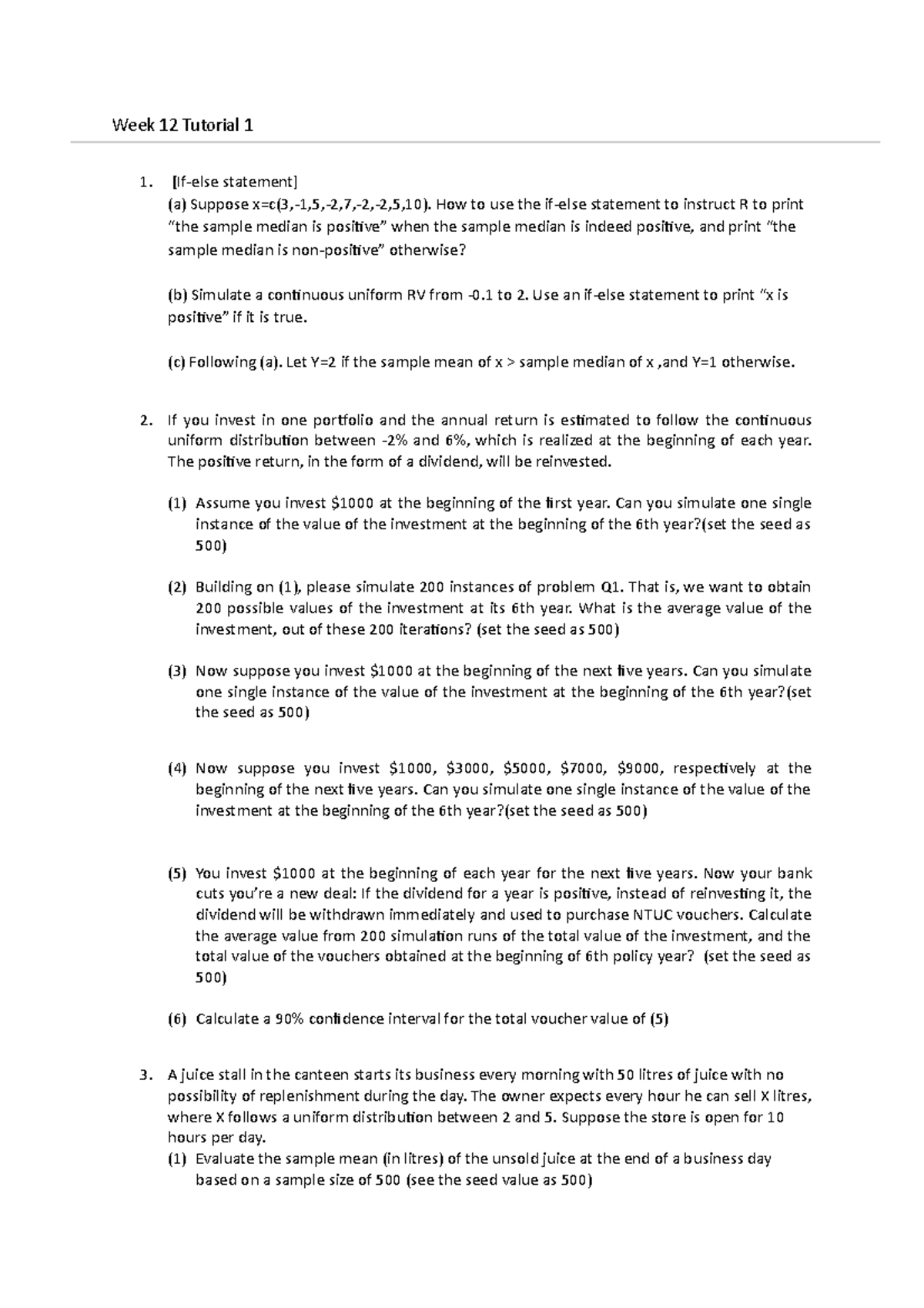 AB1202 Week 12 Clone Questions - Week 12 Tutorial 1 [If-else statement ...