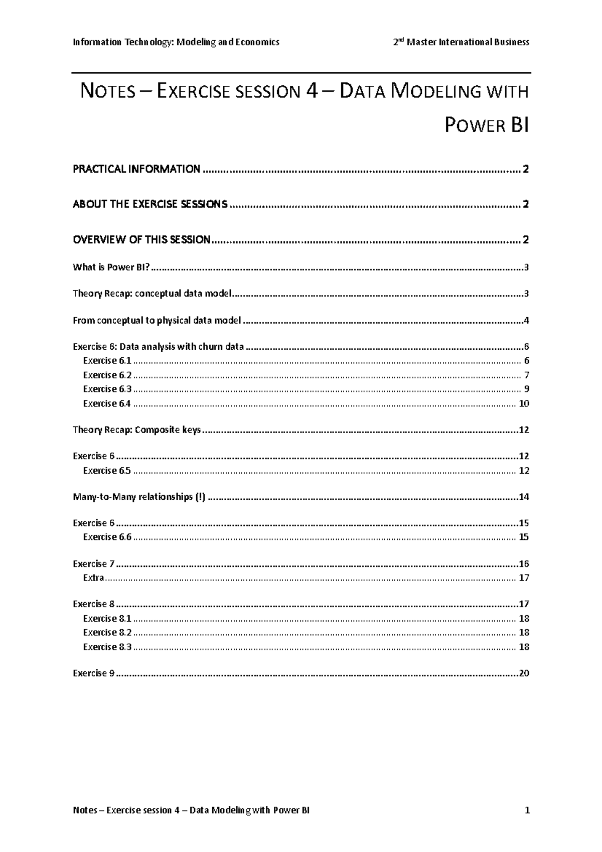 Notes - Exercise session 4 - Data Modeling with Power BI - NOTES ...