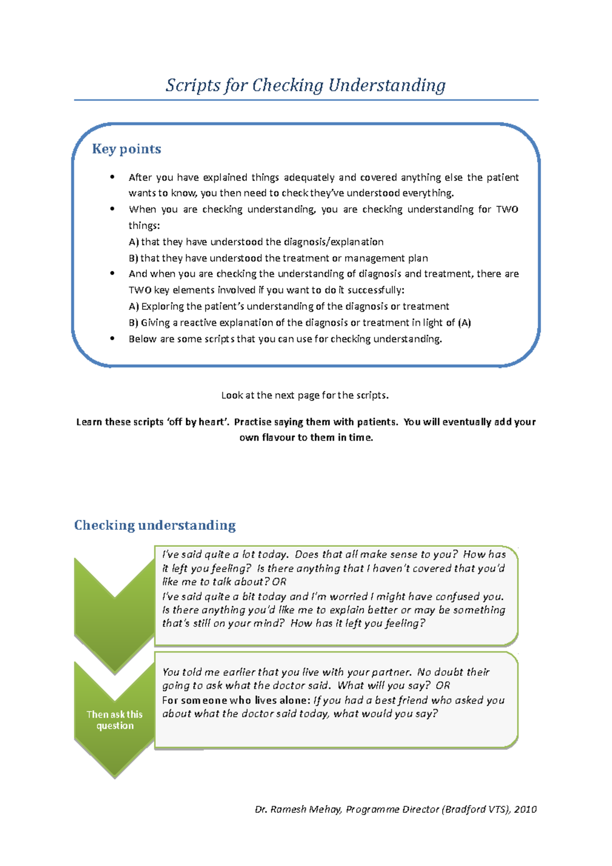 Scripts For Checking Understanding Scripts For Checking Understanding Look At The Next Page
