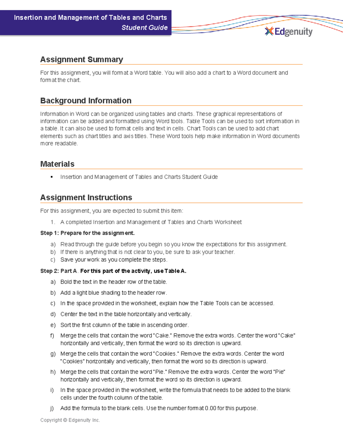 Hands-on Assignment-Insertion and Management of Tables and Charts-Student Guide - Insertion and ...