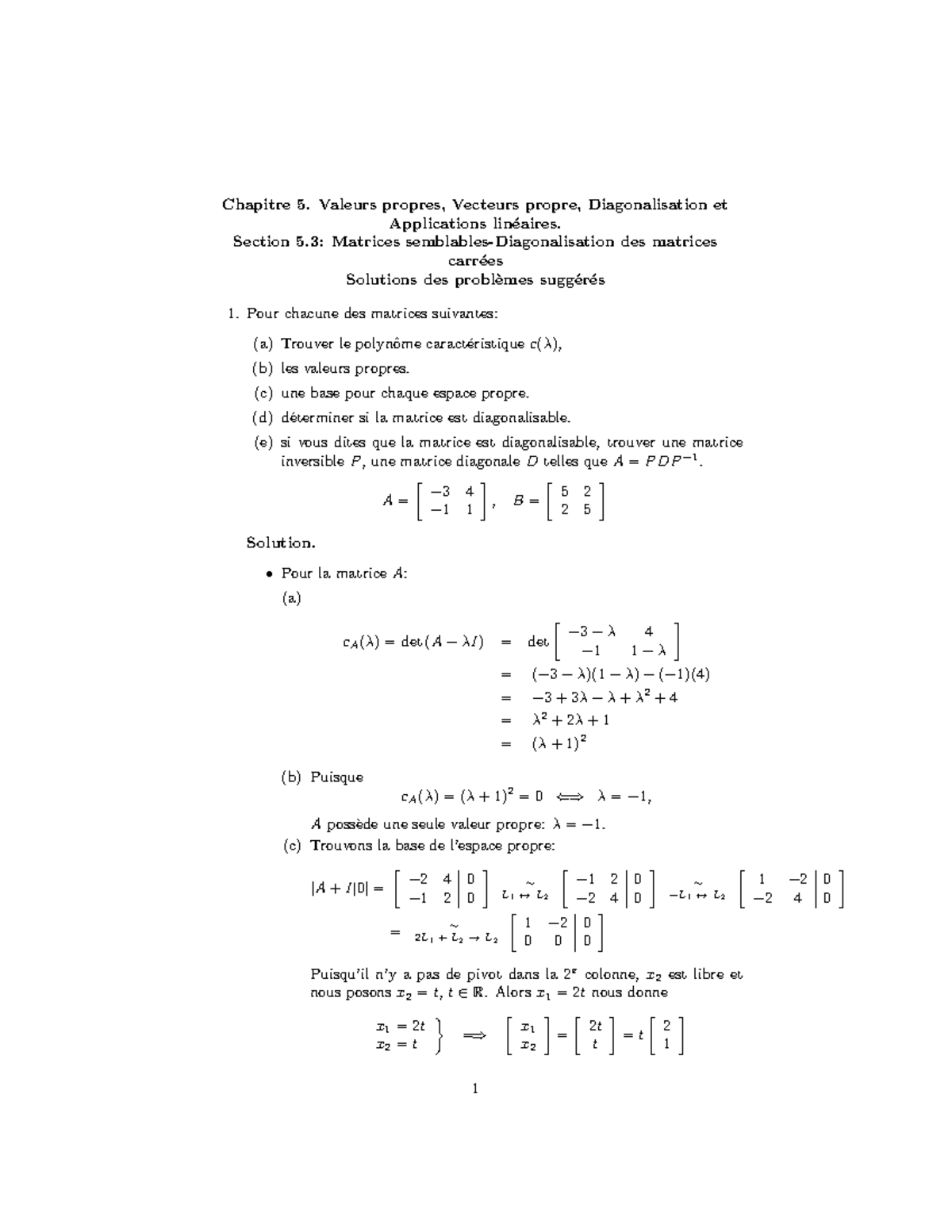 Solsugg 5 - Chapitre 5. Valeurs propres, Vecteurs propre ...