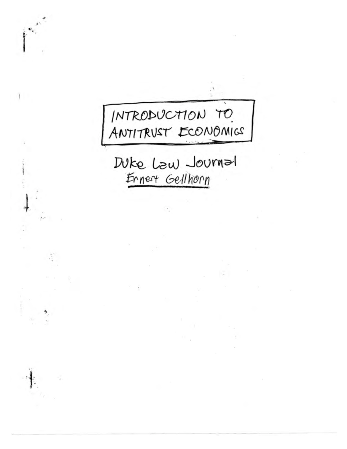 Introduction to Anti Trust Economics E - Law - Studocu