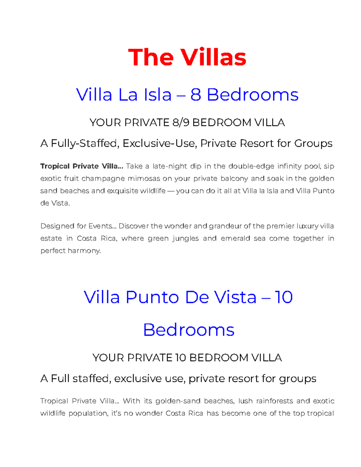 Villa Punto De Vista - The Villas Villa La Isla – 8 Bedrooms YOUR ...