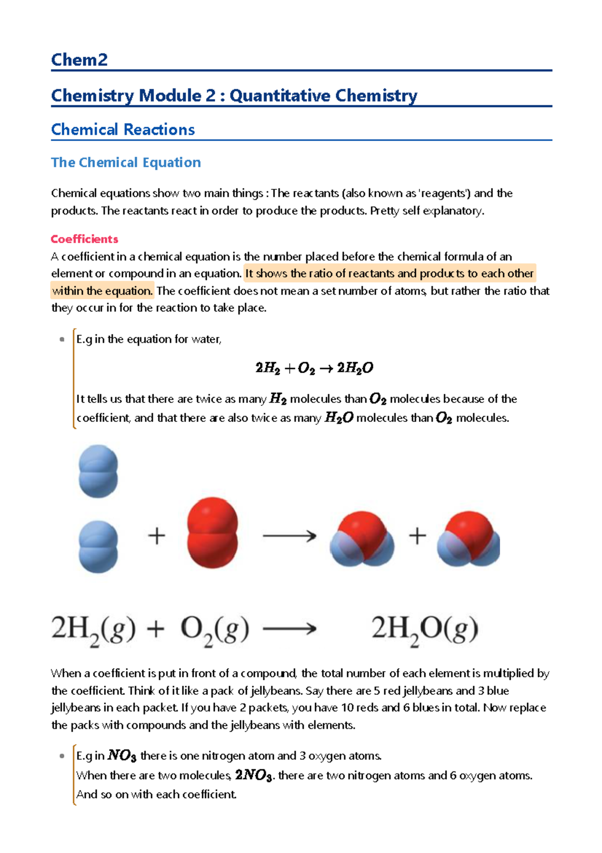 Chem2 - Chemistry mod 2 notes - Chemical equations show two main things ...