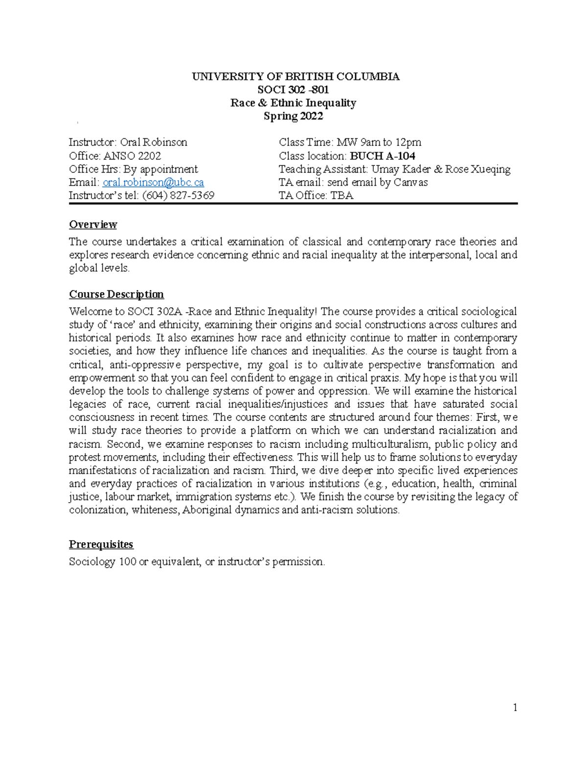 SOC 302 Course Syllabus Spring 2022 - UNIVERSITY OF BRITISH COLUMBIA ...