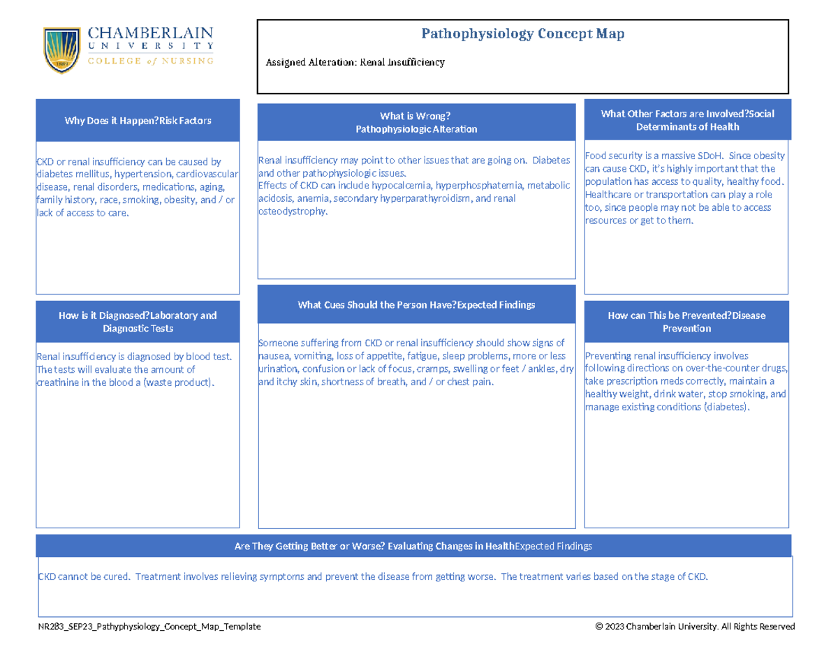 Renal Insufficiency - Concept Maps for NR 283 - NR283_SEP23 ...