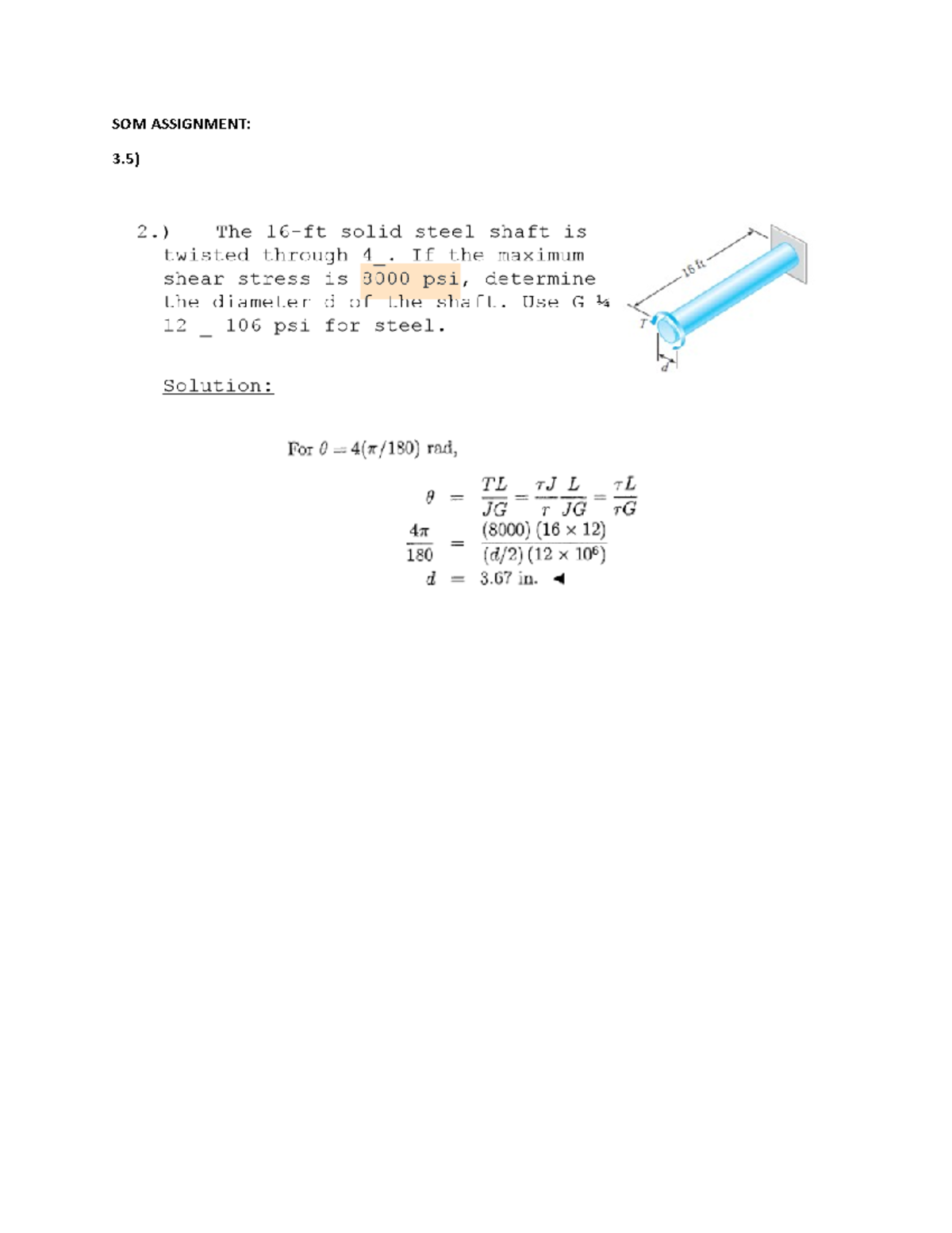 SOM Assignment - Exercises - Bachelor of Science in Civil Engineering ...