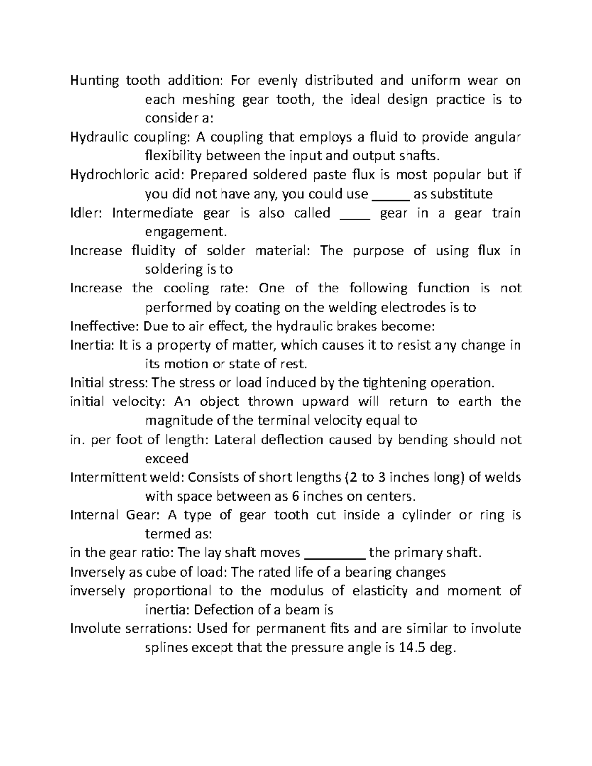 Mechanical Engineering Practice Notes - Hunting tooth addition: For ...