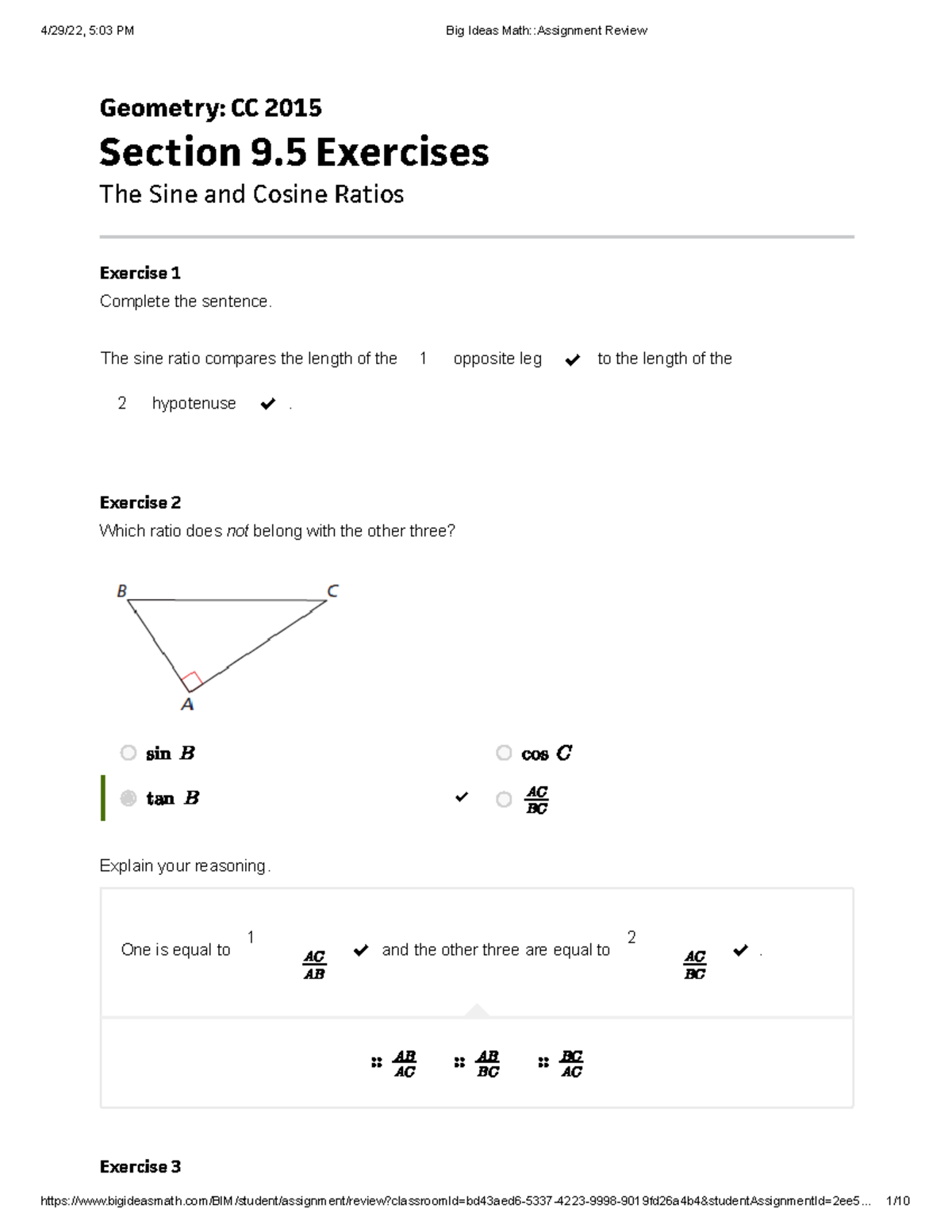 Big Ideas Math Assignment Review - Geometry: CC 2015 Section 9 ...