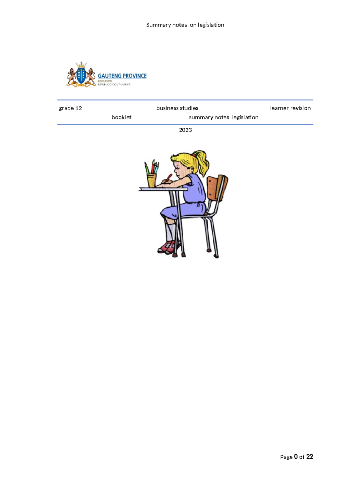 Summary OF ACTS - grade 12 business studies learner revision booklet ...