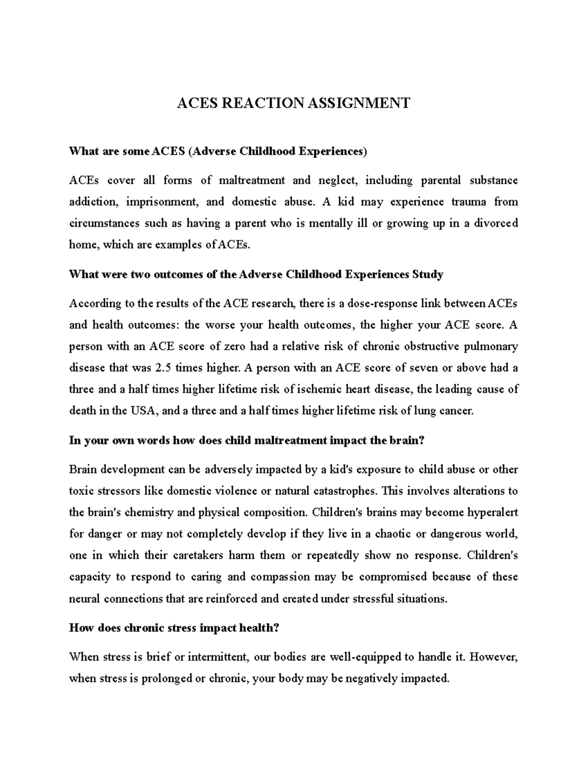 ACES Reaction Assignment - ACES REACTION ASSIGNMENT What are some ACES ...