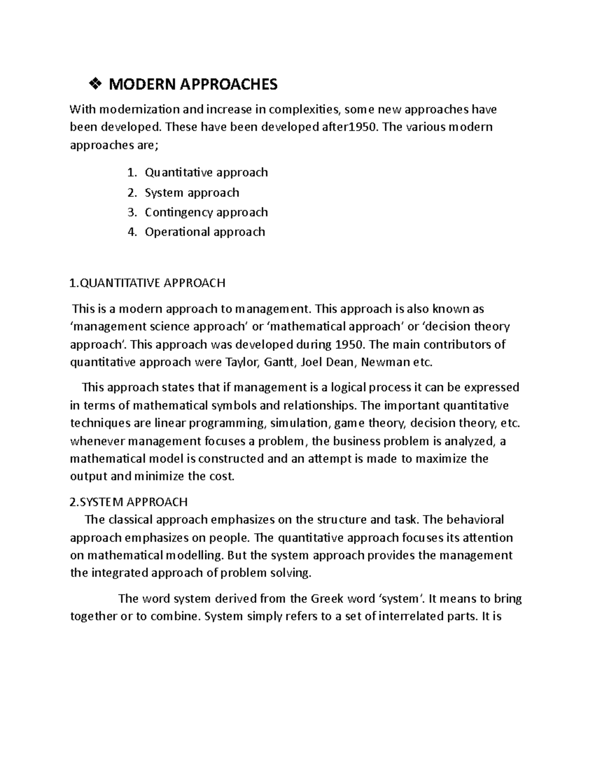 EVOLUTION OF MANAGEMENT THOUGHT- Modern approaches - MODERN APPROACHES ...
