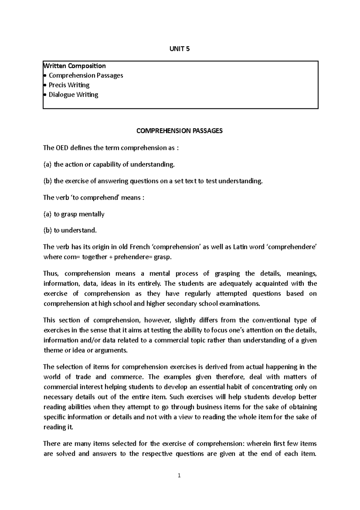 Sem1 EPBC1 Unit5 Written Composition - UNIT 5 Written Composition ...