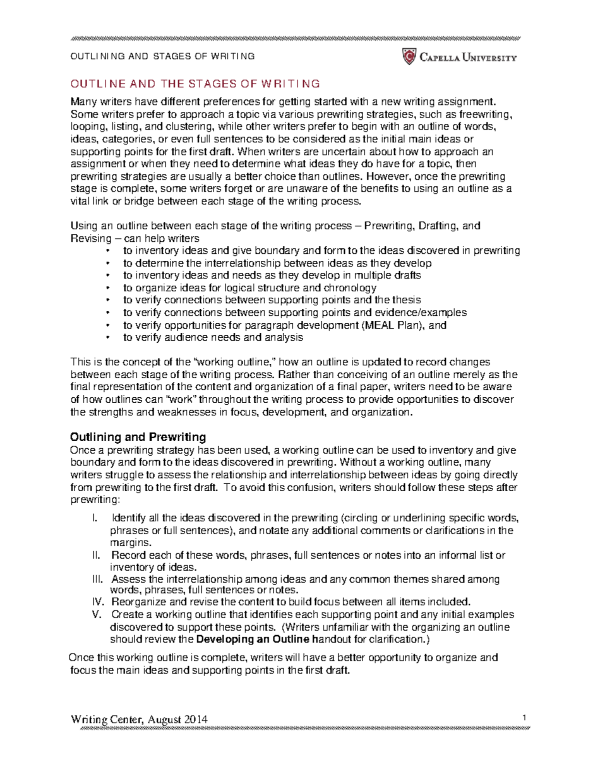 Outlining and Stages of Writing - OUTLI NI NG AND STAGES OF WRI TI NG ...