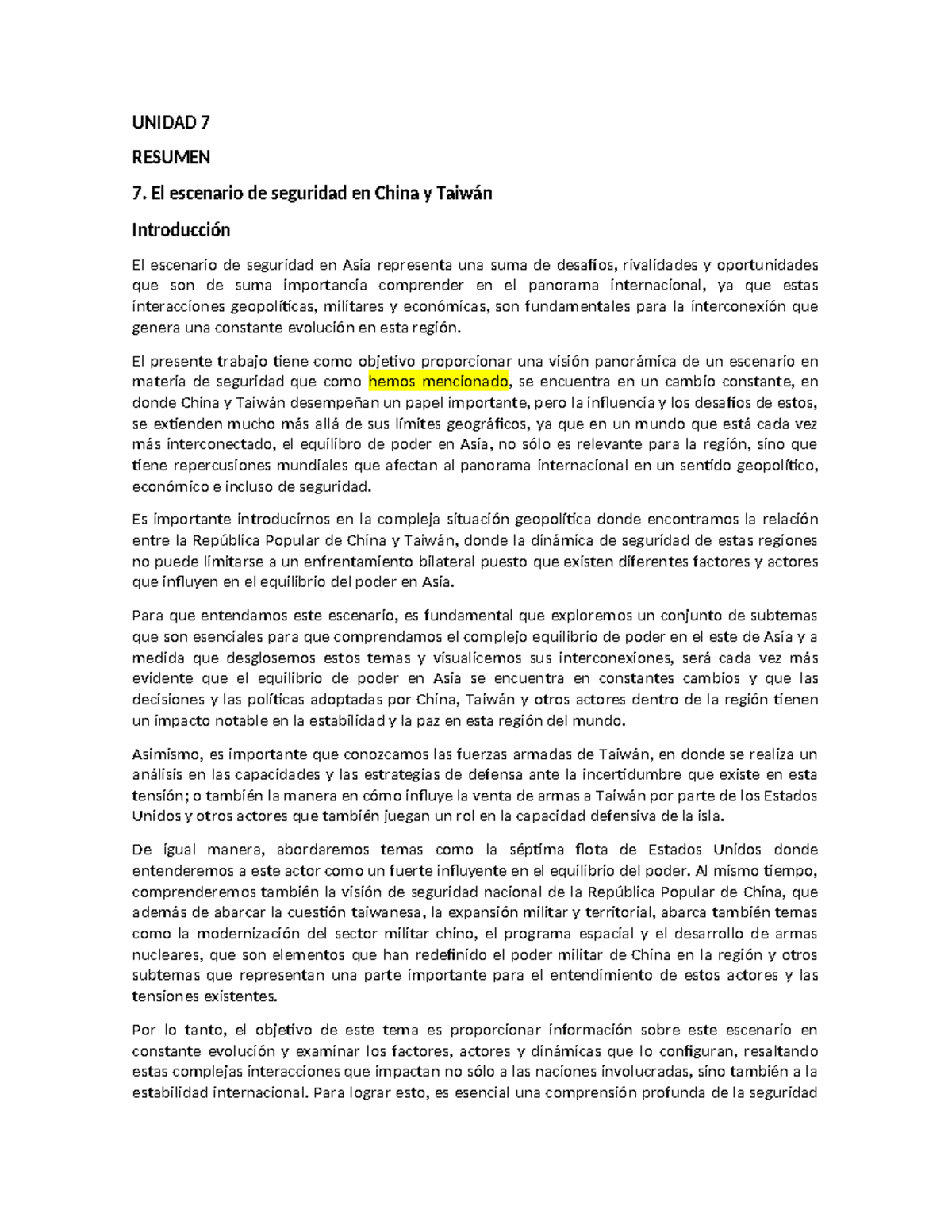 Ya con introducción y conclusiones unidad 7 - UNIDAD 7 RESUMEN 7. El ...