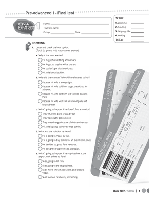 Expansion 2 - Final Oral Test - Pre-Advanced 2 - Final Oral Test Talk ...
