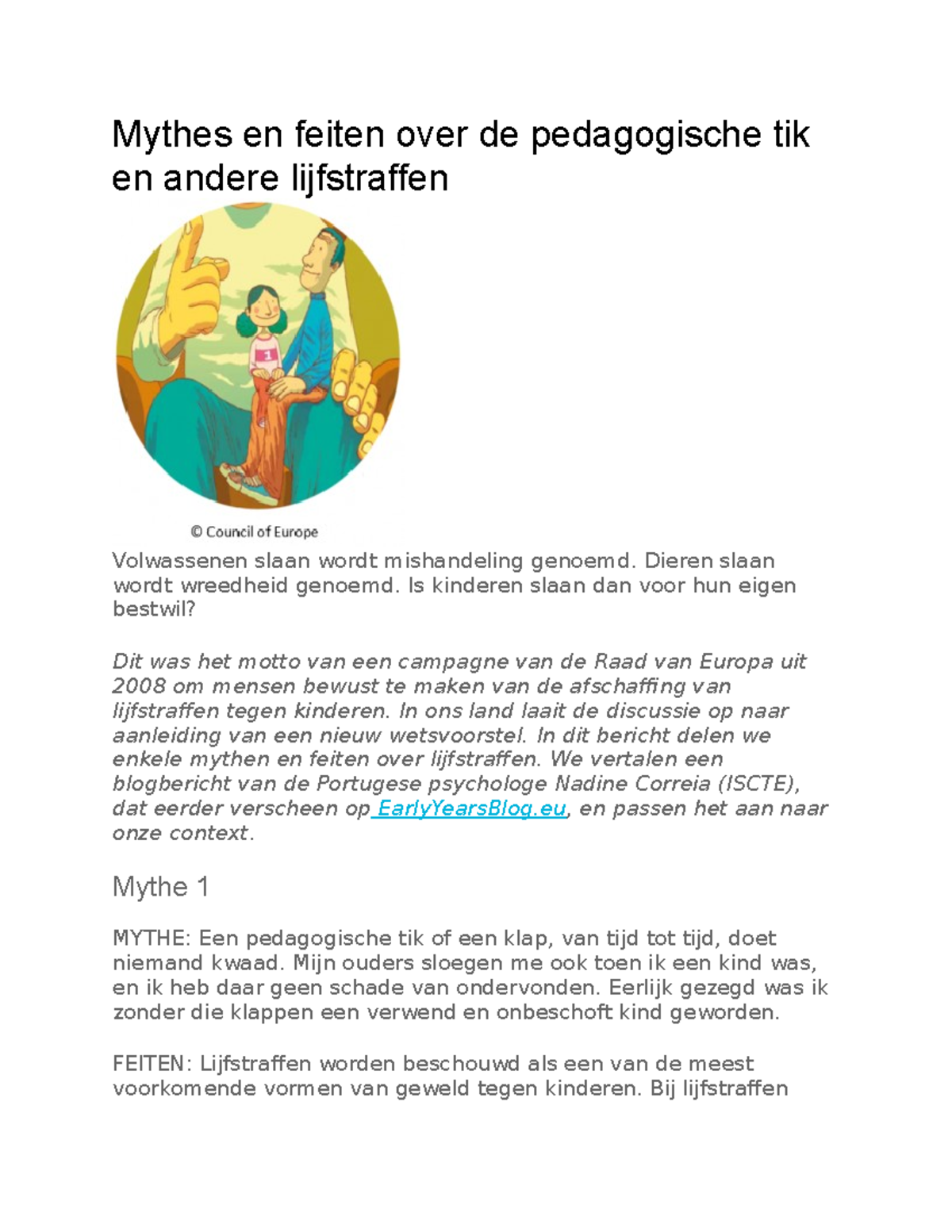 Mythes en feiten over de pedagogische tik en andere lijfstraffen ...
