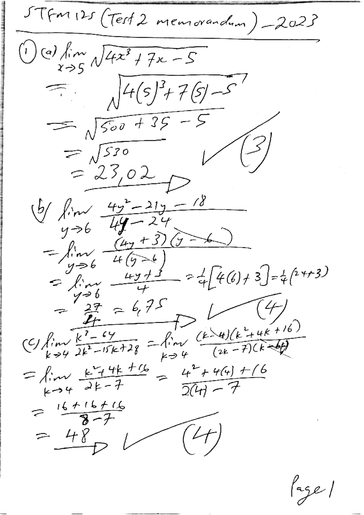 STFM125 Test 2 memorandum - 2023 - STFM125 (Test 2 mem memorandum ...