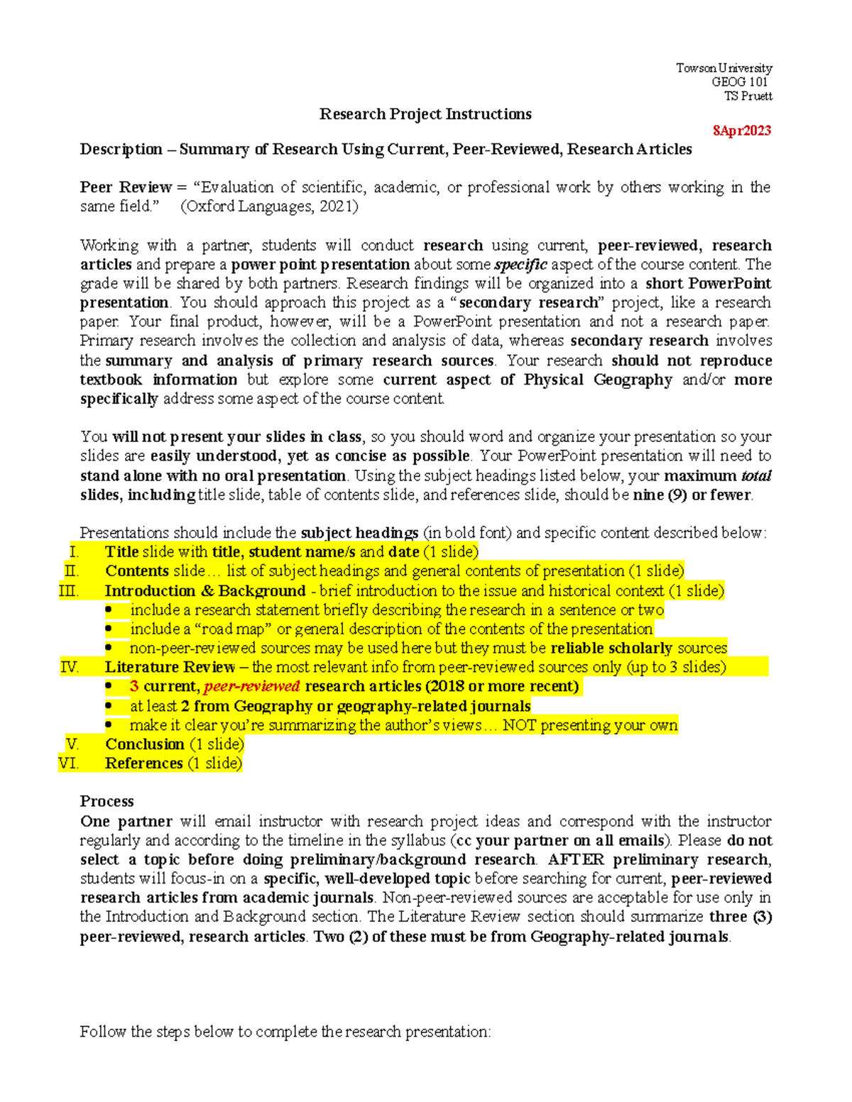 Research project instructions- partnered(2) - Towson University GEOG ...