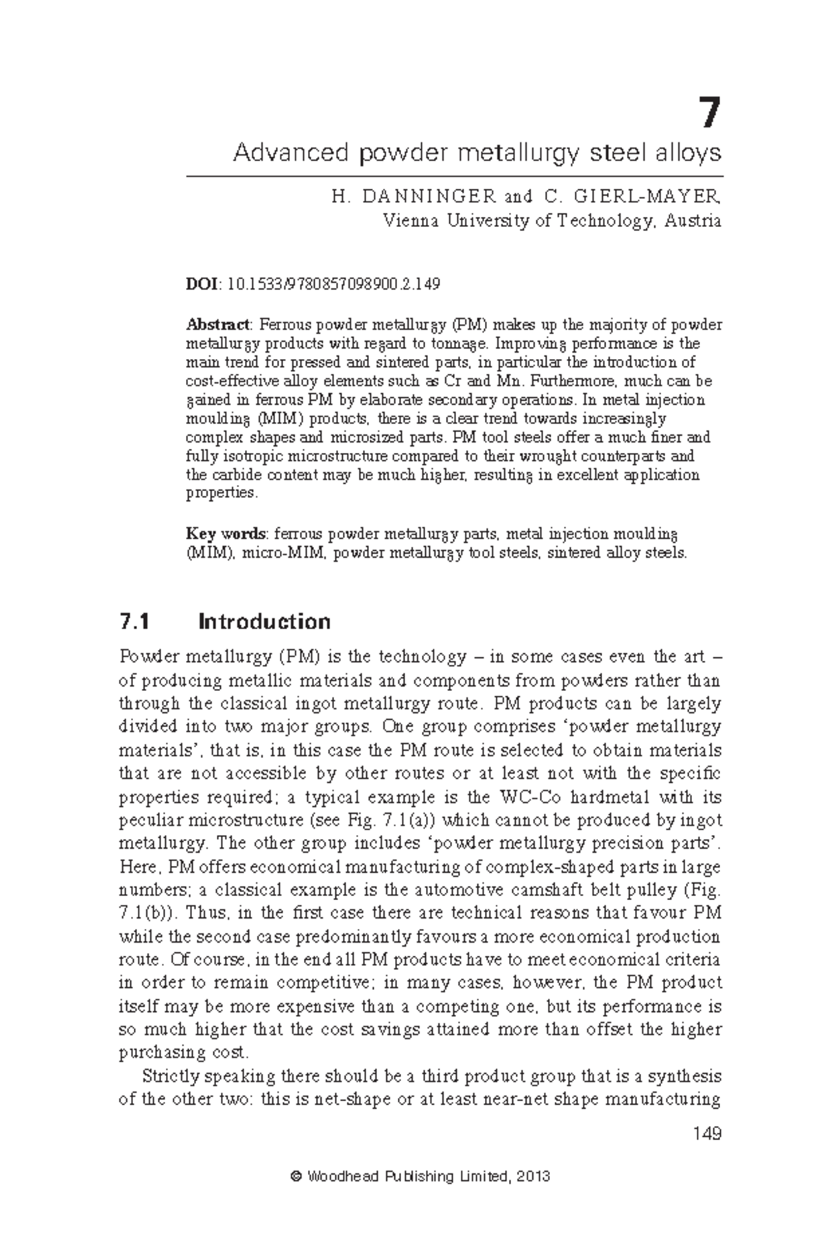 Chapter-powder - 149 7 Advanced powder metallurgy steel alloys H. D a n ...