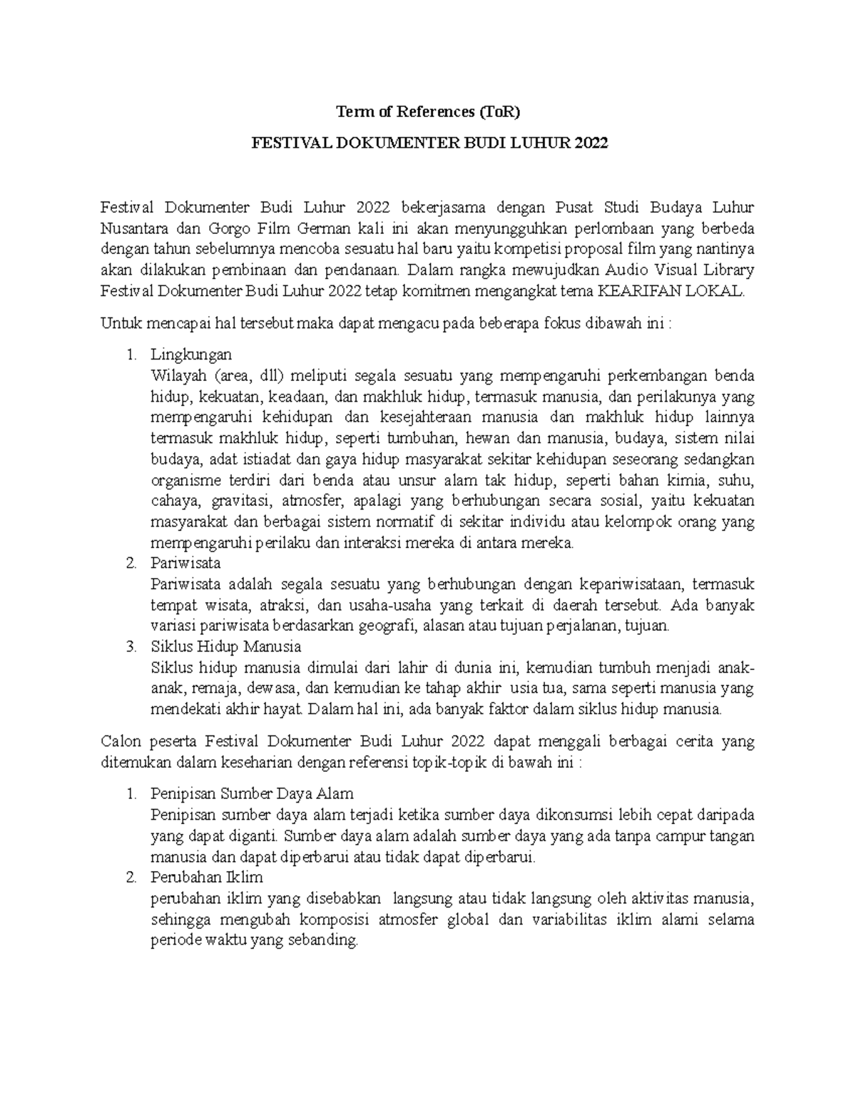 Term of References FDBL 2022 - Term of References (ToR) FESTIVAL ...