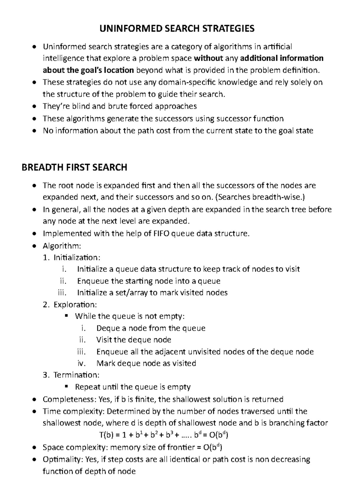 5. Uninformed Search Strategies - UNINFORMED SEARCH STRATEGIES Uninformed search strategies are ...