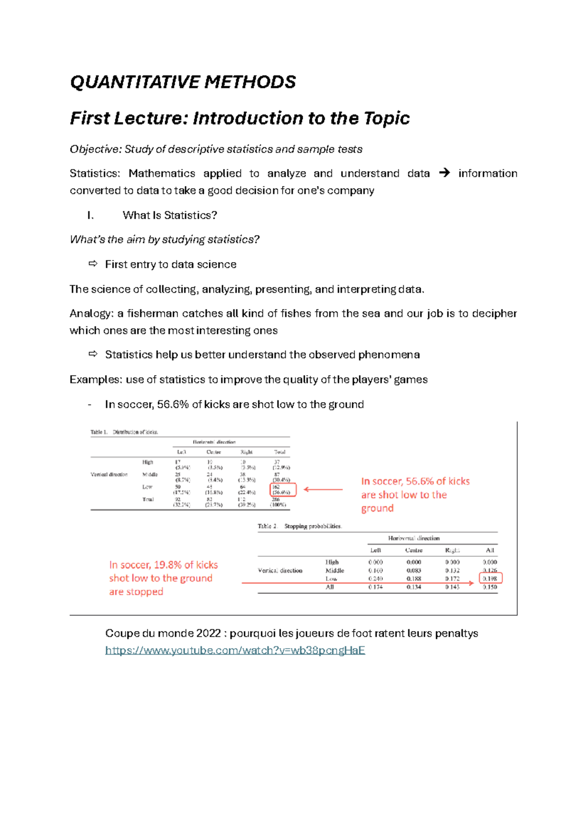 Quantitative Methods - CM 1 - QUANTITATIVE METHODS First Lecture: Introduction to the Topic ...