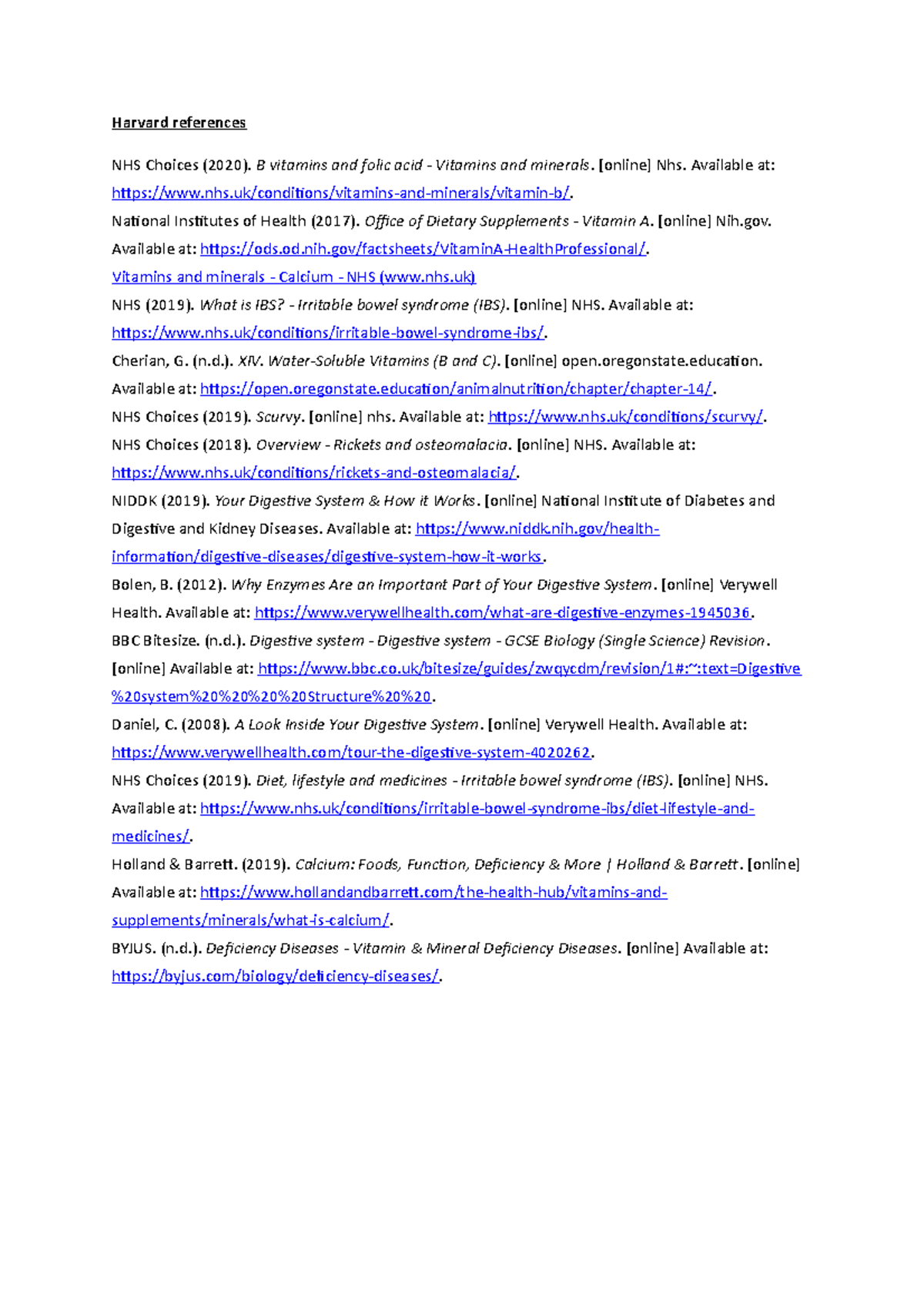 Harvard referencess digestive system - Harvard references NHS Choices ...