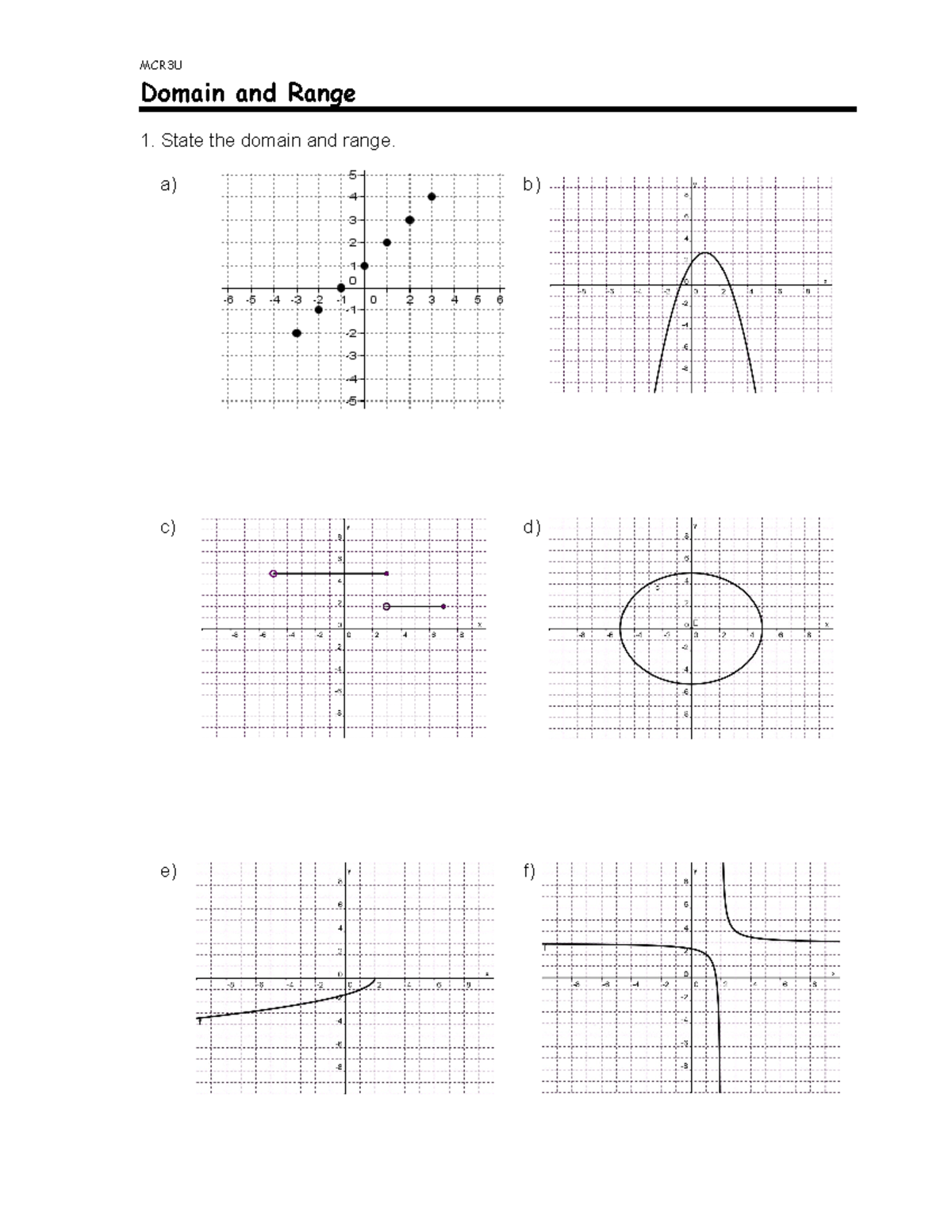 Lesson 3 domain and range - LAW-1337-03 - MCR3U Domain and Range 1 ...